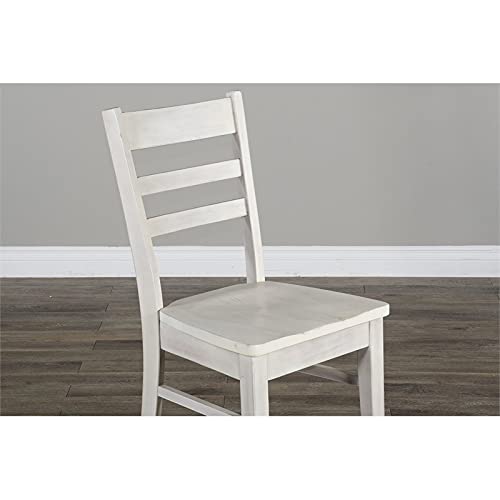 Pemberly Row 37" Wood Dining Room Ladderback Chair with Wood Legs for Kitchen, Modern Restaurant Chairs in Marble White