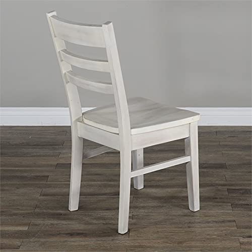 Pemberly Row 37" Wood Dining Room Ladderback Chair with Wood Legs for Kitchen, Modern Restaurant Chairs in Marble White