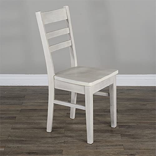 Pemberly Row 37" Wood Dining Room Ladderback Chair with Wood Legs for Kitchen, Modern Restaurant Chairs in Marble White