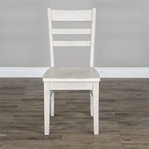 Pemberly Row 37" Wood Dining Room Ladderback Chair with Wood Legs for Kitchen, Modern Restaurant Chairs in Marble White