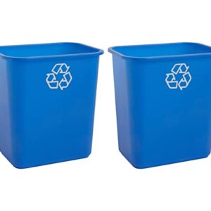 United Solutions 7 Gallon / 28 Quart Space Saving Recycling Bin, Fits Under Desk and Small, Narrow Spaces in Commercial, Kitchen, Home Office, and Dorm, Easy to Clean, (Pack of 2), Recycle Blue