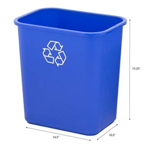 United Solutions 7 Gallon / 28 Quart Space Saving Recycling Bin, Fits Under Desk and Small, Narrow Spaces in Commercial, Kitchen, Home Office, and Dorm, Easy to Clean, (Pack of 2), Recycle Blue