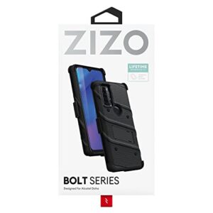 ZIZO Bolt Bundle for TCL 20 XE Case with Screen Protector Kickstand Holster Lanyard - Black