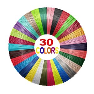 3d pen filament refills 30 colors, yungden pla 1.75mm for 3d pen, high precision diameter tolerance ±0.02mm, 300 feet in total, 3d pen colors, compatible with mynt3d, scrib3d 3d pens and 3d printer