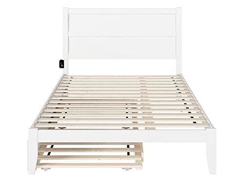 AFI NoHo Queen Bed with Twin Extra Long Trundle in White