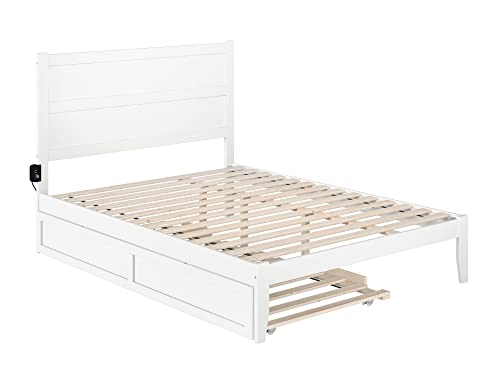 AFI NoHo Queen Bed with Twin Extra Long Trundle in White