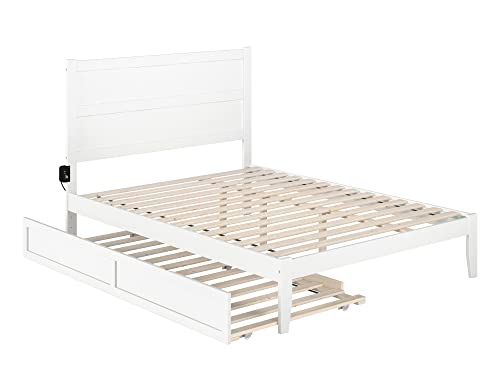 AFI NoHo Queen Bed with Twin Extra Long Trundle in White