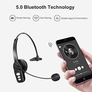 Conambo Bluetooth Headset V5.0, Pro Wireless Headset 16Hrs Talktime with Noise Cancelling Mic for Cell Phone iPhone Trucker Engineers Business Home Office -JBT800 (Black)