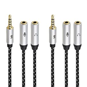 Cable Matters 2-Pack 3.5mm Male to Dual Female Headphone Mic Splitter Cable (3.5mm Headset Splitter) - 0.2m / 10 Inches