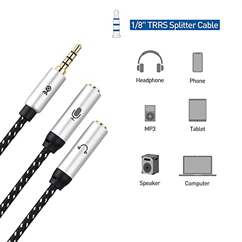 Cable Matters 2-Pack 3.5mm Male to Dual Female Headphone Mic Splitter Cable (3.5mm Headset Splitter) - 0.2m / 10 Inches