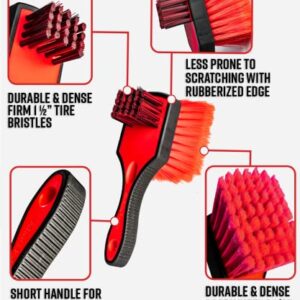 Adam's Double Sided Car Detailing Brush Wheel Brush & Tire Brush for Wheel Cleaning | Soft, Durable Chemical Resistant Bristles Against The Harshest Wheel & Tire Cleaner