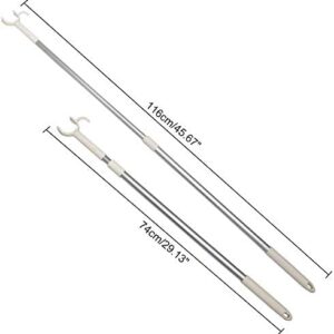 Closet Reacher Pole with Hook 45" Adjustable Extend Hook Reach Pole Telescoping Long for Closet Rod, Shelf Pole, Ceiling Pole