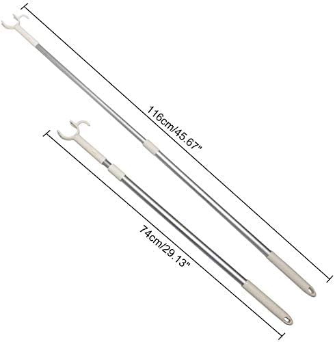 Closet Reacher Pole with Hook 45" Adjustable Extend Hook Reach Pole Telescoping Long for Closet Rod, Shelf Pole, Ceiling Pole