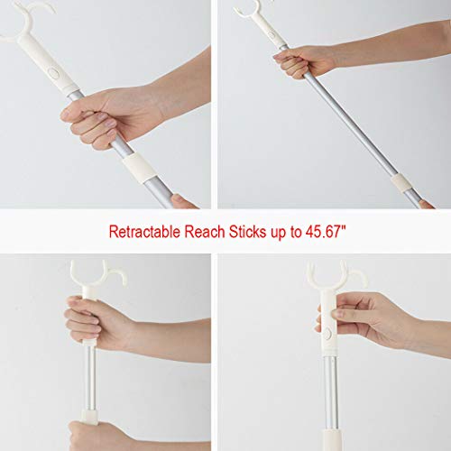 Closet Reacher Pole with Hook 45" Adjustable Extend Hook Reach Pole Telescoping Long for Closet Rod, Shelf Pole, Ceiling Pole