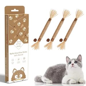 potaroma 3 pack natural silvervine sticks cat toys, catmint silvervine blend sticks, catnip kittens chew toys for teeth cleaning, matatabi dental care cat treat, edible kitty lick toys