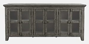 jofran inc. rustic shores coastal distressed acacia credenza cabinet with storage