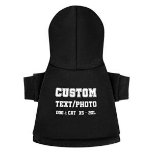 TWST Custom Pet Hoodies with Name & Number or Any Text Photo, Personalized Puppy Sweater, Clothes for Poodle Yorkie Small Medium Dogs/Cats, Black, M