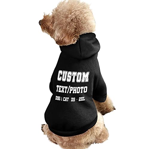 TWST Custom Pet Hoodies with Name & Number or Any Text Photo, Personalized Puppy Sweater, Clothes for Poodle Yorkie Small Medium Dogs/Cats, Black, M