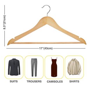 UINICOR Wooden Hangers - 30 Pack - Slim Wooden Suit Hangers Coat Hangers for Closet, Heavy Duty Hangers Precisely Cut Notches Wood Hangers,Clothes Hangers for Shirt Suit Dress Natural