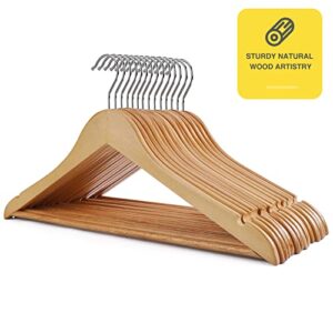 UINICOR Wooden Hangers - 30 Pack - Slim Wooden Suit Hangers Coat Hangers for Closet, Heavy Duty Hangers Precisely Cut Notches Wood Hangers,Clothes Hangers for Shirt Suit Dress Natural