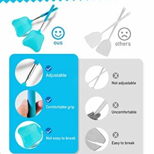 Wapodeai 2 Pack Fly Swatters Heavy Duty Set, Fly Swatter, Telescopic Fly Swatters, Stainless Steel Handle for Flyswatter. (Blue)