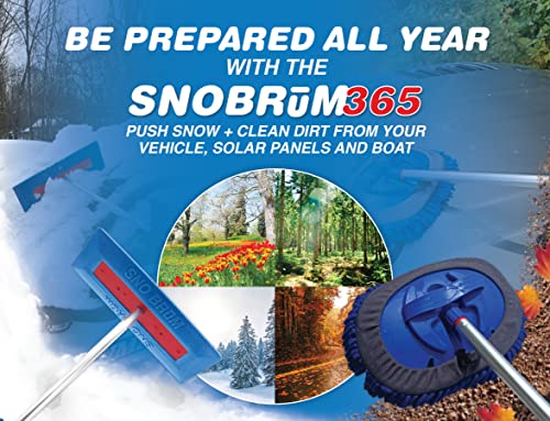 SNOBRUM 365 - Snow Remover for Cars and Trucks with Microfiber Mop Head for Cleaning - 2-in-1 Snow and Car Cleaning Brush for Year Round Use - 28 to 63 Inch Automotive Brush with Foam and Mop Head