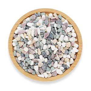 jinwokeji natural stone for plants small decorative mixed color pebbles aquarium gravel river rock for succulent bonsai cactus, 3/8", 2.2lb