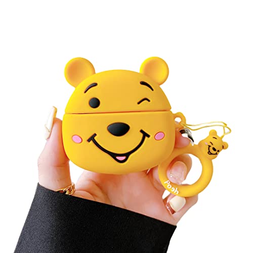 COCOMII Cartoon Case Compatible with AirPods 3 - Silicone, Slim, Matte, Cute Funny Animated, Anxiety & Stress Relief, Keychain Ring, Fingerprint Resistant, Anti-Scratch, Shockproof (Winnie The Pooh)