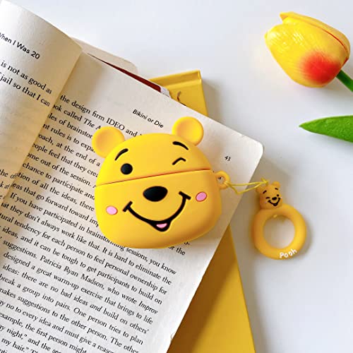 COCOMII Cartoon Case Compatible with AirPods 3 - Silicone, Slim, Matte, Cute Funny Animated, Anxiety & Stress Relief, Keychain Ring, Fingerprint Resistant, Anti-Scratch, Shockproof (Winnie The Pooh)