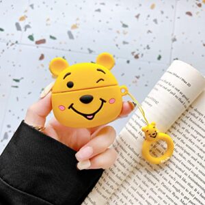 COCOMII Cartoon Case Compatible with AirPods 3 - Silicone, Slim, Matte, Cute Funny Animated, Anxiety & Stress Relief, Keychain Ring, Fingerprint Resistant, Anti-Scratch, Shockproof (Winnie The Pooh)