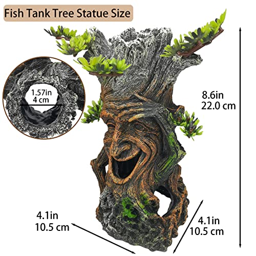 Fhiny Hollow Tree Trunk Fish Tank Decorations, Resin Aquarium Landscaping Terrarium Accessories Betta Hideout Caves Aquarium Decor for Fish Betta Shrimps Cichlids Reptiles Amphibians