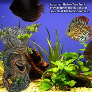 Fhiny Hollow Tree Trunk Fish Tank Decorations, Resin Aquarium Landscaping Terrarium Accessories Betta Hideout Caves Aquarium Decor for Fish Betta Shrimps Cichlids Reptiles Amphibians