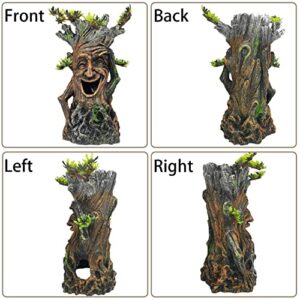 Fhiny Hollow Tree Trunk Fish Tank Decorations, Resin Aquarium Landscaping Terrarium Accessories Betta Hideout Caves Aquarium Decor for Fish Betta Shrimps Cichlids Reptiles Amphibians