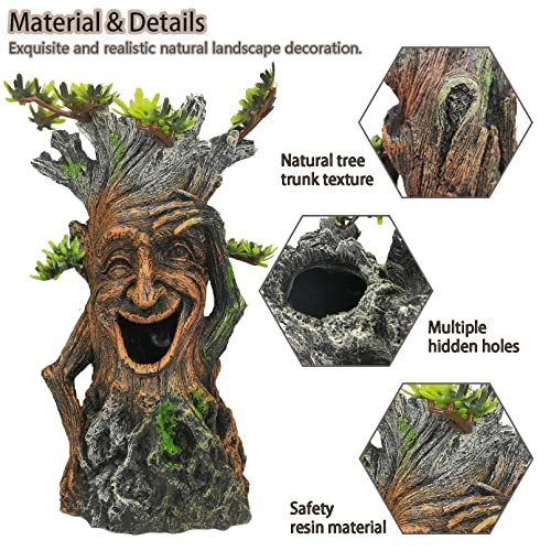 Fhiny Hollow Tree Trunk Fish Tank Decorations, Resin Aquarium Landscaping Terrarium Accessories Betta Hideout Caves Aquarium Decor for Fish Betta Shrimps Cichlids Reptiles Amphibians