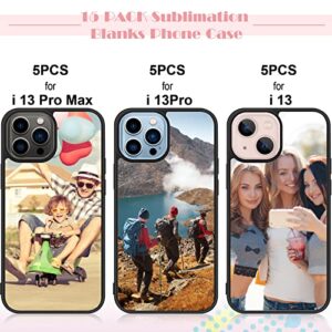 15 Pieces Sublimation Blanks Phone Case Bulk Cover Protective Anti-Scratch Soft Shockproof Slim Covers Compatible with iPhone, 3 Models (Compatible with iPhone 13 Pro, 13, 13 Pro Max, Black)