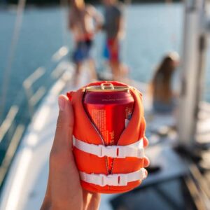 Puffin - The Buoy Beverage Life Vest - Insulated Can Cooler, Vintage Orange