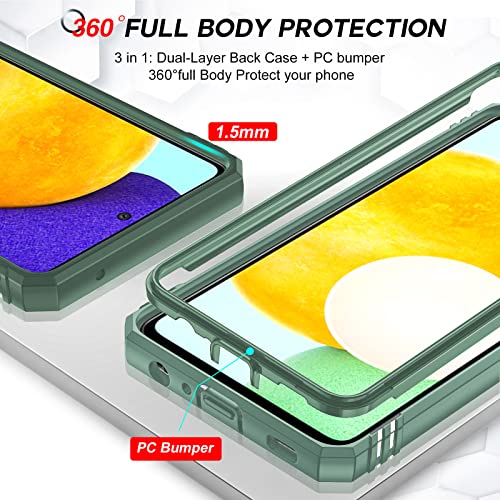 LeYi for Samsung A52 5G / A52s 5G, Galaxy A52 5G Case with Slide Camera Cover + [2 Pack] Tempered Glass Screen Protector, 360 Full Body Military-Grade Phone Case with Ring Kickstand for A52 5G, Green