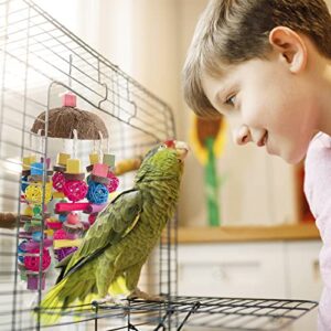 Panesor Large Bird Chewing Toys Natural Wooden Block Birds Parrot Toy with Colorful Climbing Ladder Parrots Cage Hanging Bite Tearing Toys for Parakeets Cockatiels Conures Big Medium Birds