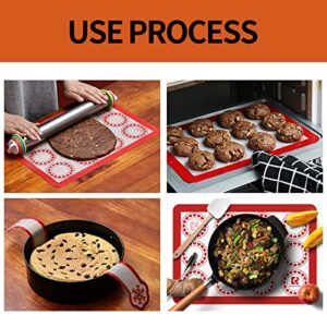 Silicone Baking Sheet Mat Set of 4, Perfect Food Grade Reusable Silicone Mat for Baking Sheets,Non Stick Silicone Liner for Rolling& Bake Pans - Macaron/Cookie/Bun/Bread Making By KITCHENRAKU KR