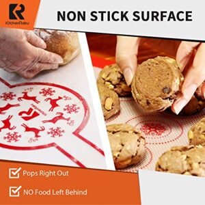 Silicone Baking Sheet Mat Set of 4, Perfect Food Grade Reusable Silicone Mat for Baking Sheets,Non Stick Silicone Liner for Rolling& Bake Pans - Macaron/Cookie/Bun/Bread Making By KITCHENRAKU KR