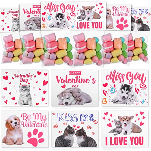 72 Pieces Valentine Candy Cello Bags Plastic Valentine Treat Bags Self Adhesive Cellophane Goodies Bags with 72 Pieces Bag Toppers Baking for Boy Girl Wedding Anniversary Party Supplies