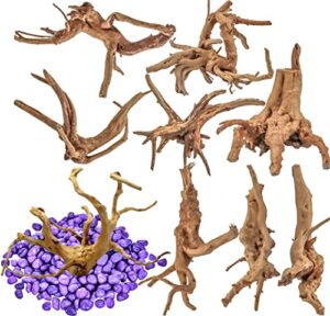 vmiapxo 8 pack natural driftwood for aquarium, aquarium decor spider wood freshwater fish tank reptile driftwood branch (4"- 6")