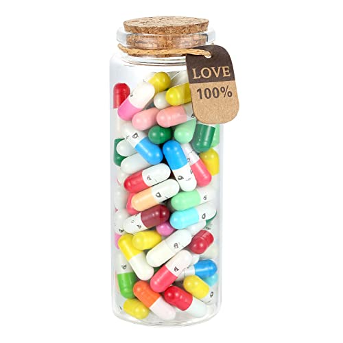 MUSHENJI 101PCS Cute Capsule Message Love Letters Plastic Capsule Love Letters in Wish Bottle,Lover Gift for Anniversary,Valentines,and Long Distance Relationships-Mixed Color