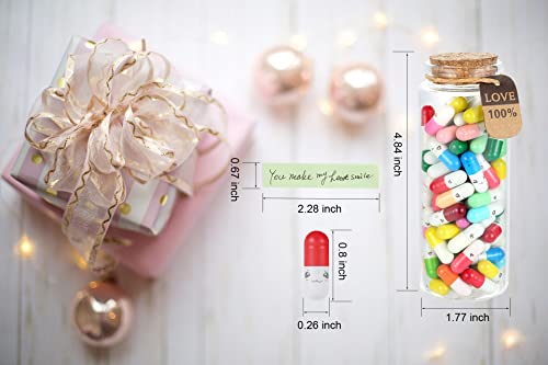 MUSHENJI 101PCS Cute Capsule Message Love Letters Plastic Capsule Love Letters in Wish Bottle,Lover Gift for Anniversary,Valentines,and Long Distance Relationships-Mixed Color