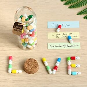 MUSHENJI 101PCS Cute Capsule Message Love Letters Plastic Capsule Love Letters in Wish Bottle,Lover Gift for Anniversary,Valentines,and Long Distance Relationships-Mixed Color