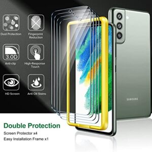 ivoler [4 Pack] Screen Protector for Samsung Galaxy S21 FE 5G 2022 [Not Fit Galaxy S21] Tempered Glass with [Alignment Frame] Easy Installation Anti-Scratch HD Clear, 6.4 Inch