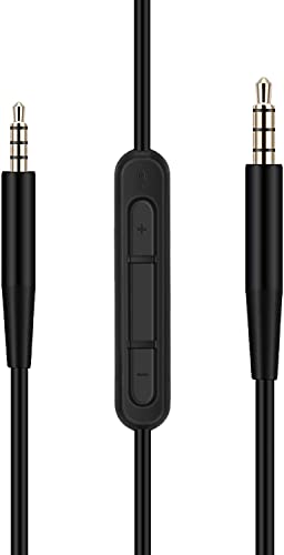 QC45 Replacement Audio Cable Cord for Bose QC25, QC35, QuietComfort 25, QuietComfort 35, On-Ear 2,OE2,OE2i, NC700, Soundlink, SoundlinkII Headphones with Inline Mic/Remote Volume Control (Black)