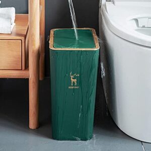 Trash Can Garbage Bin Wastebasket: Bathroom Rubbish Can Trash Barrel Waste Basket Garbage Bucket with Press Type Lid for Office Kitchen Bedroom Green