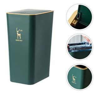 Trash Can Garbage Bin Wastebasket: Bathroom Rubbish Can Trash Barrel Waste Basket Garbage Bucket with Press Type Lid for Office Kitchen Bedroom Green