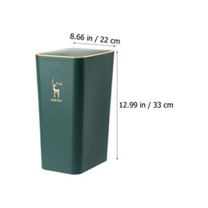 Trash Can Garbage Bin Wastebasket: Bathroom Rubbish Can Trash Barrel Waste Basket Garbage Bucket with Press Type Lid for Office Kitchen Bedroom Green